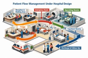 Patient Flow Management under Hospital Design